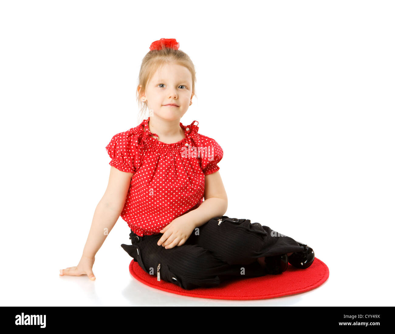 cheerful five years Girl sitting isolated on white Stock Photo - Alamy