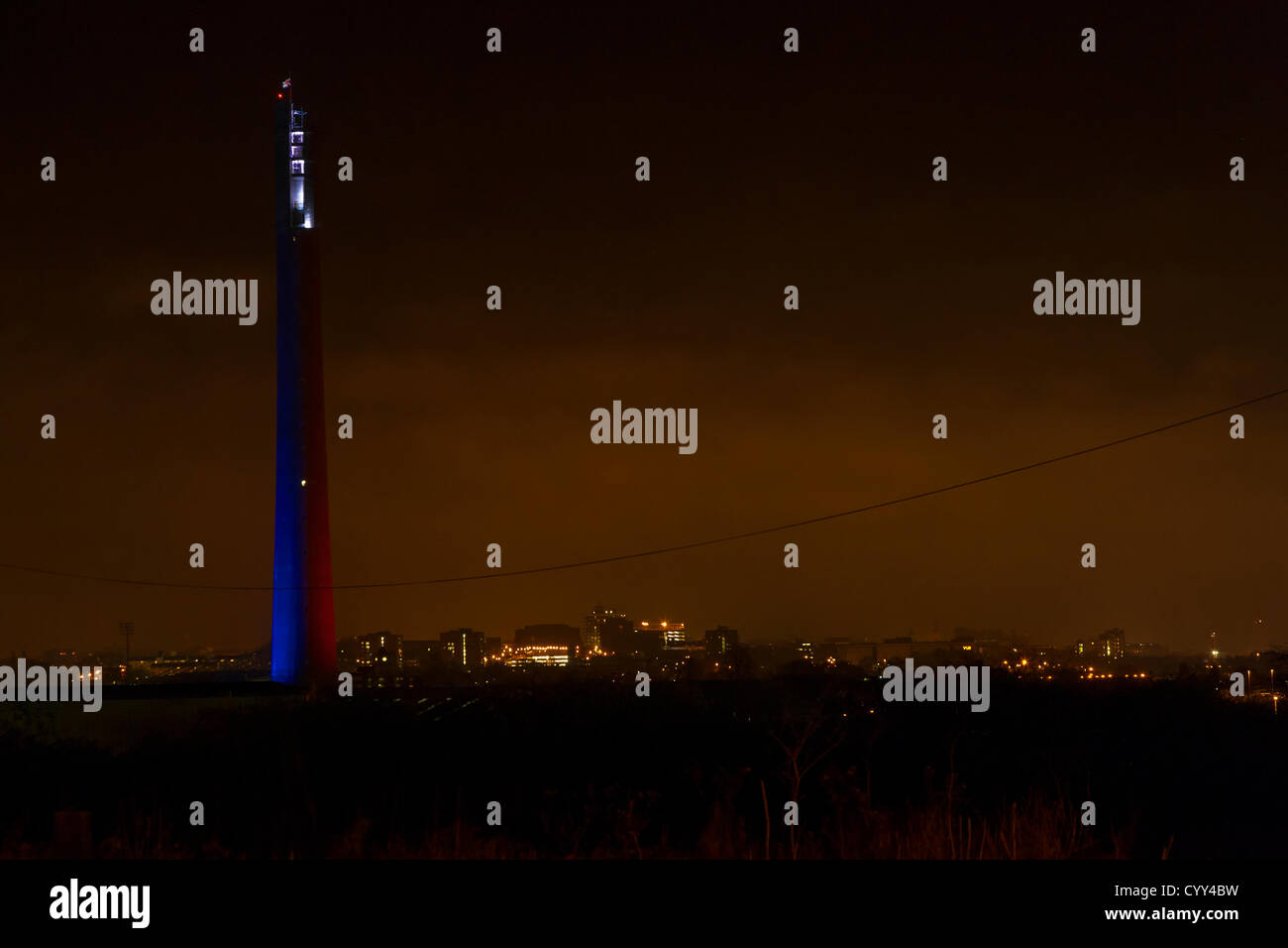 Northampton’s lift tower goes red, white and blue at the Top. Monday ...