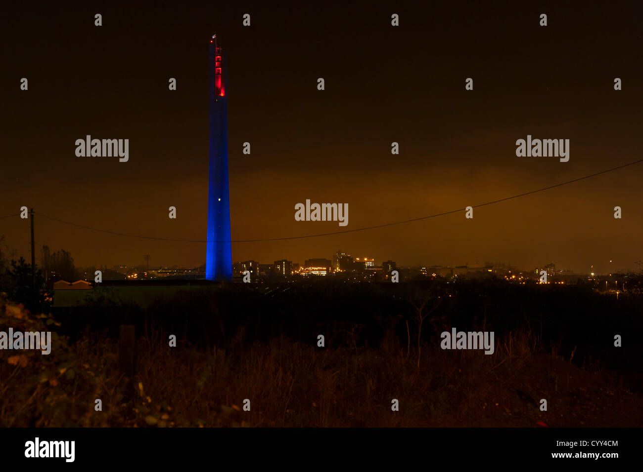 Northampton’s lift tower goes red, white and blue at the Top. Monday ...