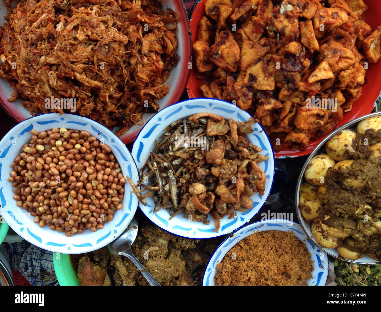 Balinese food in open air food market Denpasar Bali Indonesia Stock ...