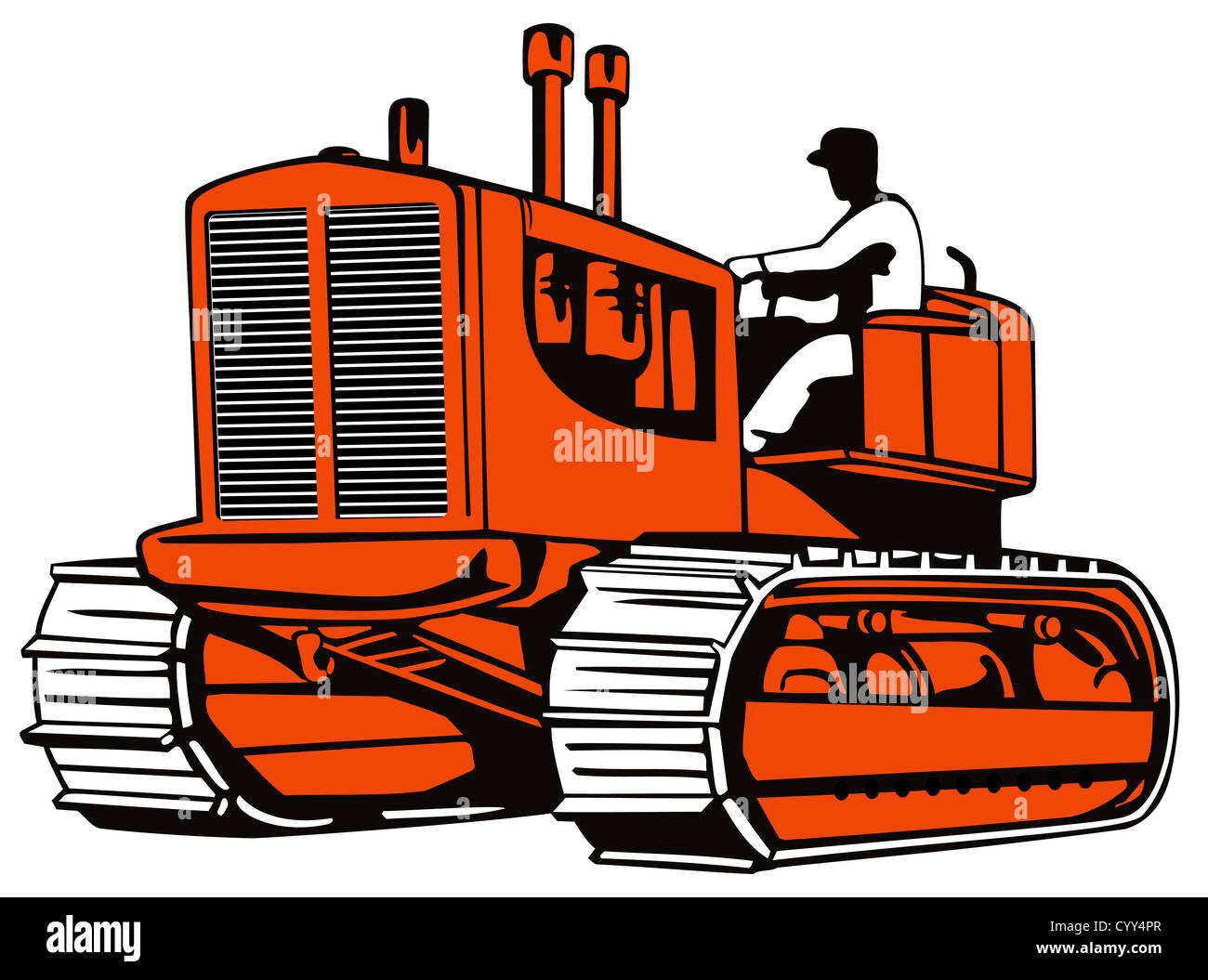 Illstration of a vintage tractor on isolated background done in retro ...