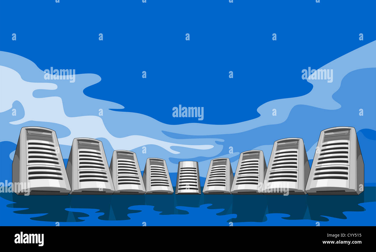 Illustration of a computer pc tower servers retro style Stock Photo - Alamy