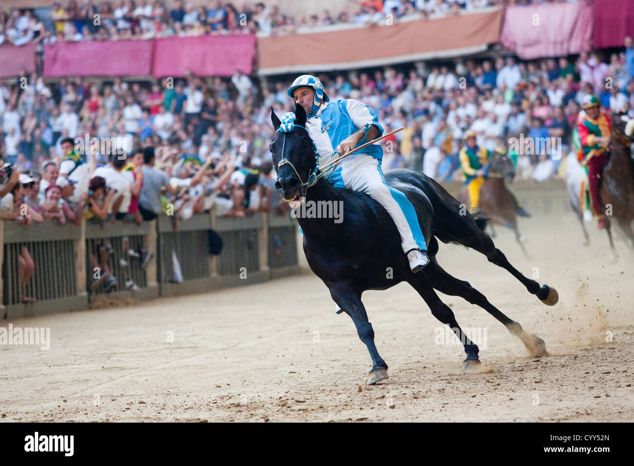 the race, contrada of the wave, palio of siena, siena, tuscany, italy ...