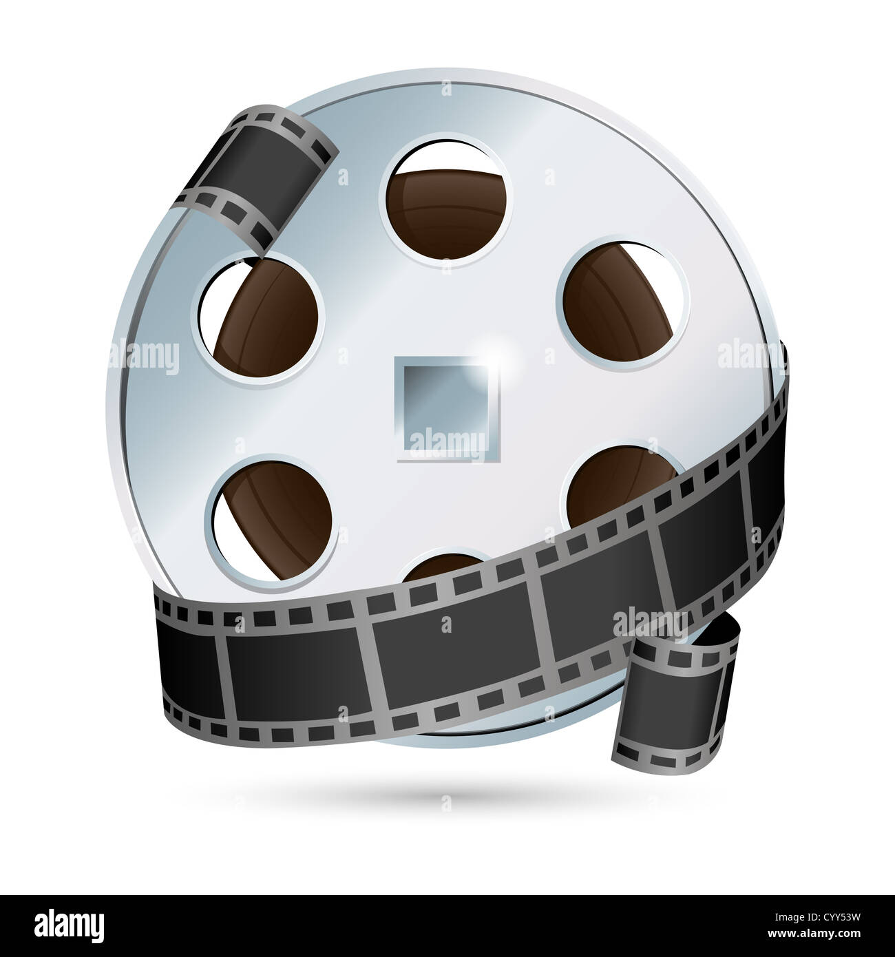 illustration of camera with reel on white background Stock Photo - Alamy