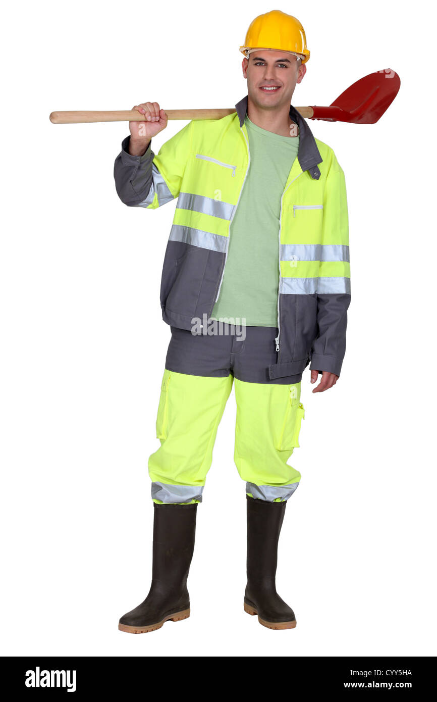 Building contractor in hard Cut Out Stock Images & Pictures - Alamy