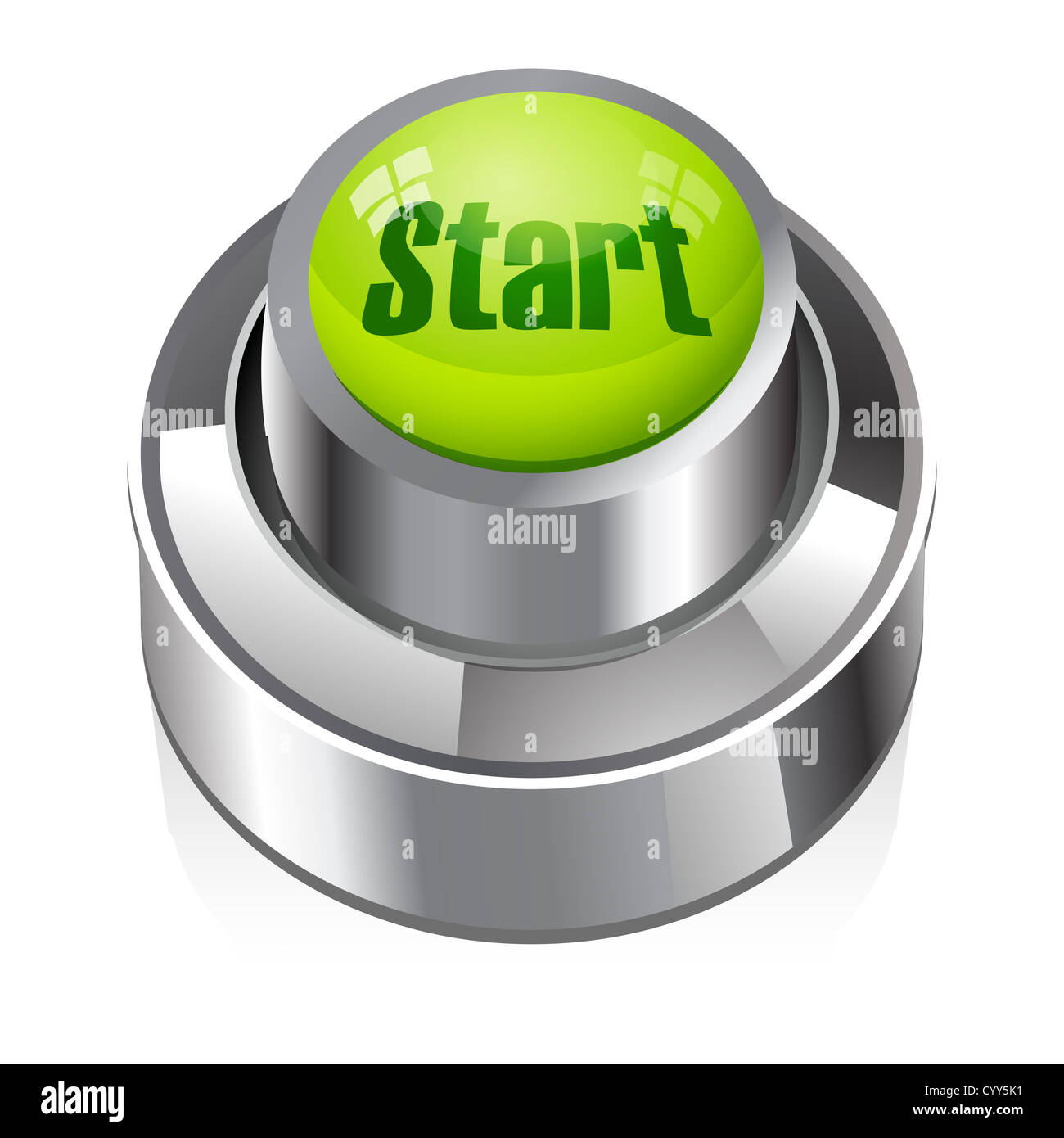 illustration of start button on white background Stock Photo - Alamy