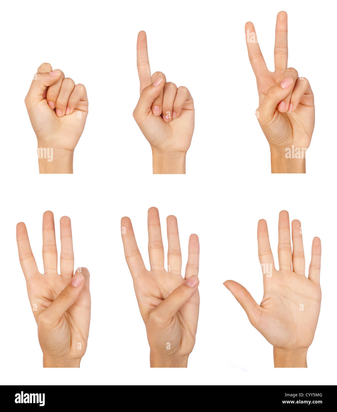 Set of counting hands sign isolated on white Stock Photo - Alamy
