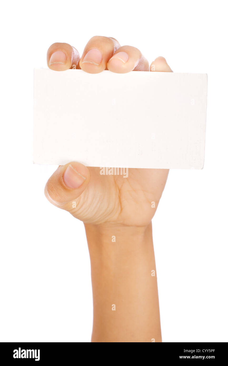 Hand holding a card isolated on white Stock Photo - Alamy