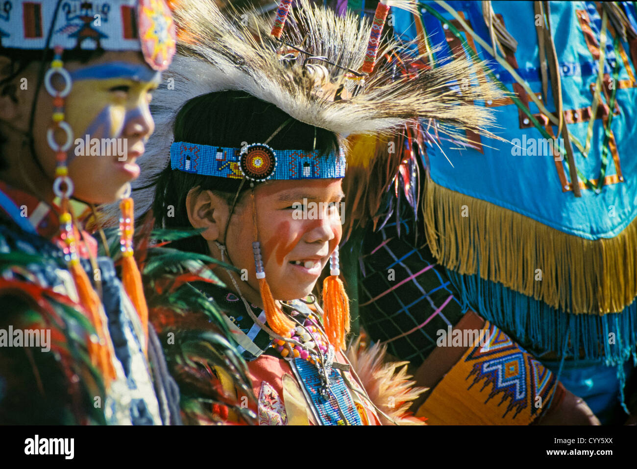 Native American boys in dance regalia at powwow Stock Photo - Alamy