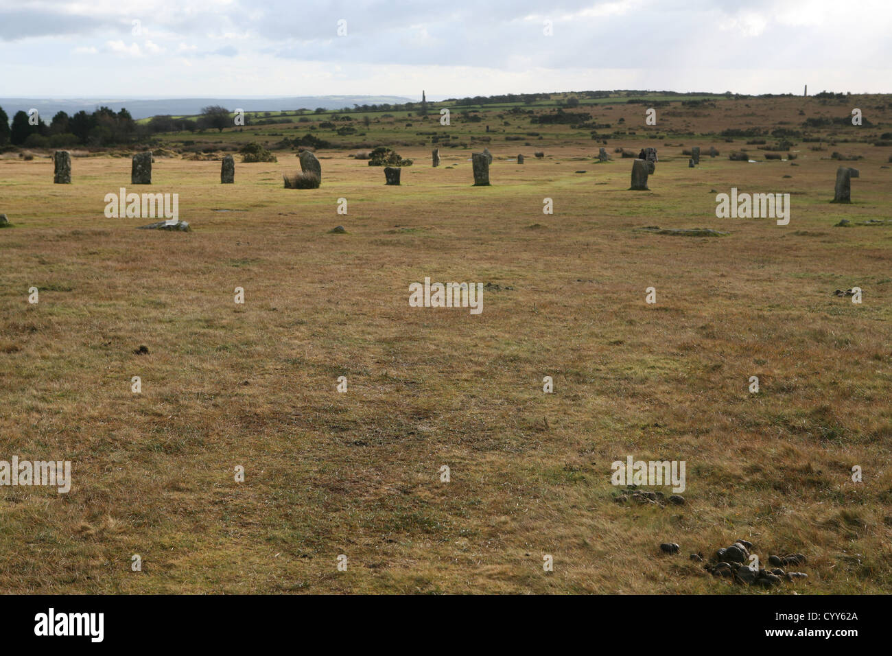 Hurlers stone circles near Minions village and barrow, Bodmin moor ...