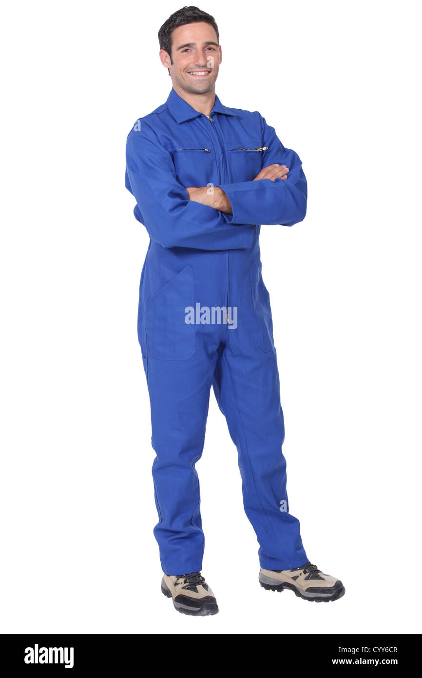 Full length worker in a boiler suit Stock Photo - Alamy