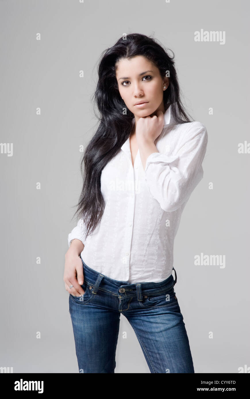 Studio shot of an egyptian model fashion look Stock Photo - Alamy