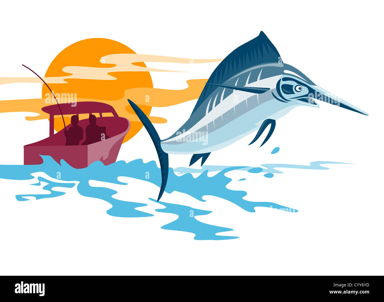 Boat sailfish jumping hi-res stock photography and images - Alamy