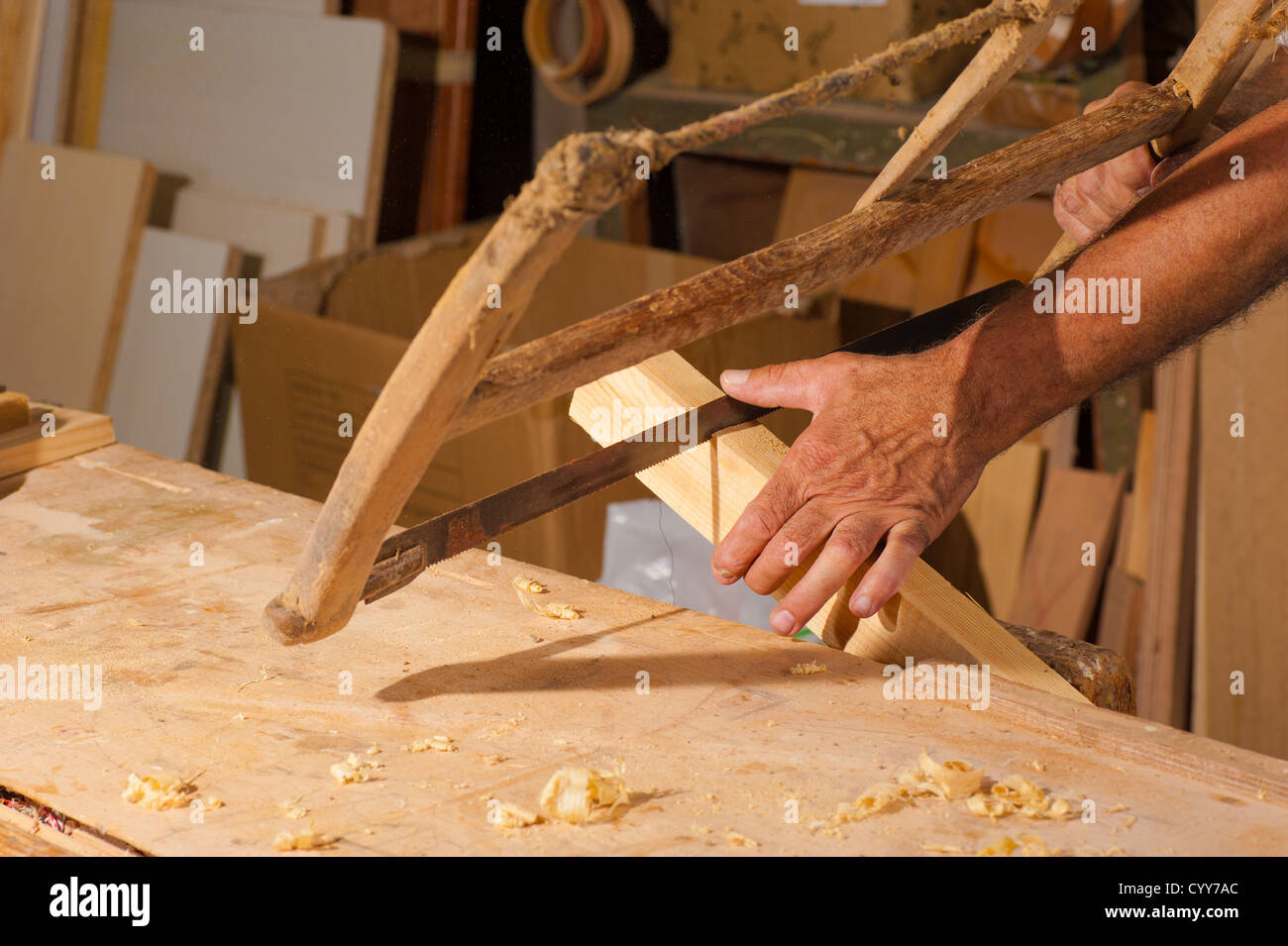 Carpenter hands using traditional tools Stock Photo - Alamy