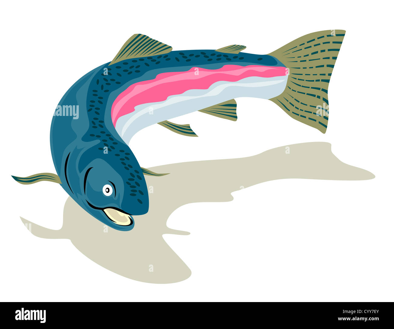 Illustration of a trout fish done in retro style Stock Photo - Alamy