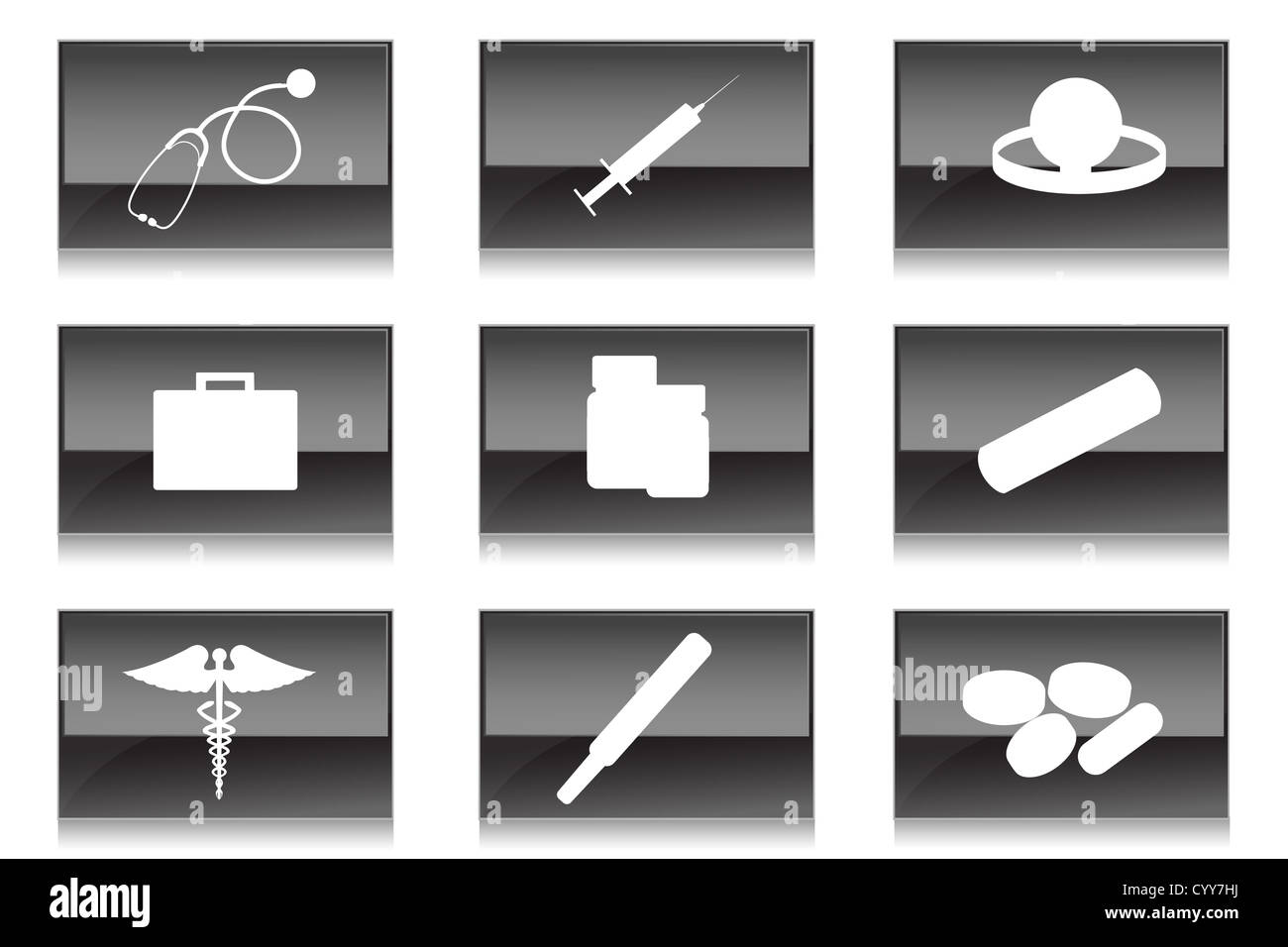 illustration of medical icons on white background Stock Photo - Alamy