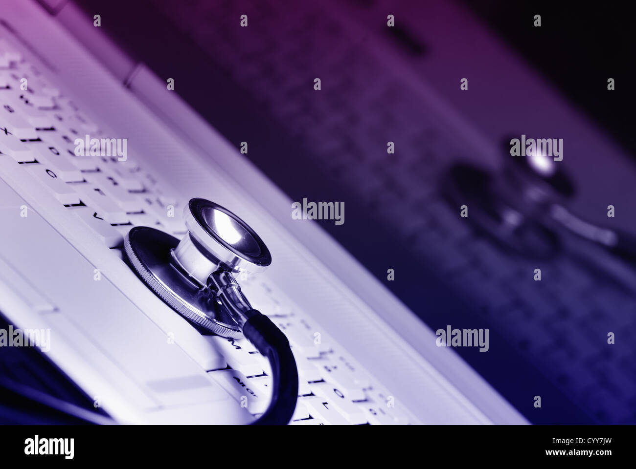 Computer keyboard with stethoscope. Good technical support symbol Stock ...