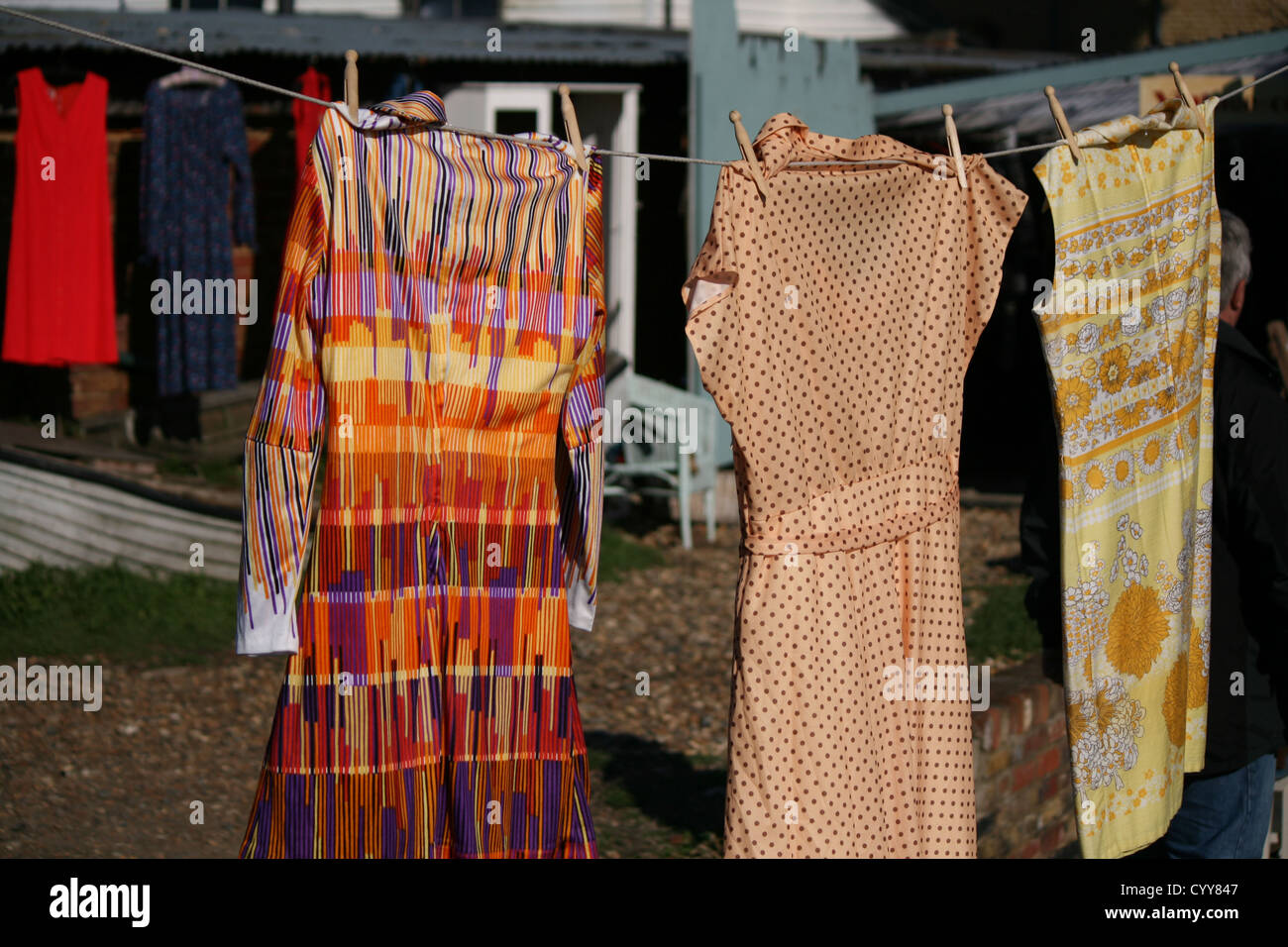 Vintage dresses on a washing line Stock Photo - Alamy