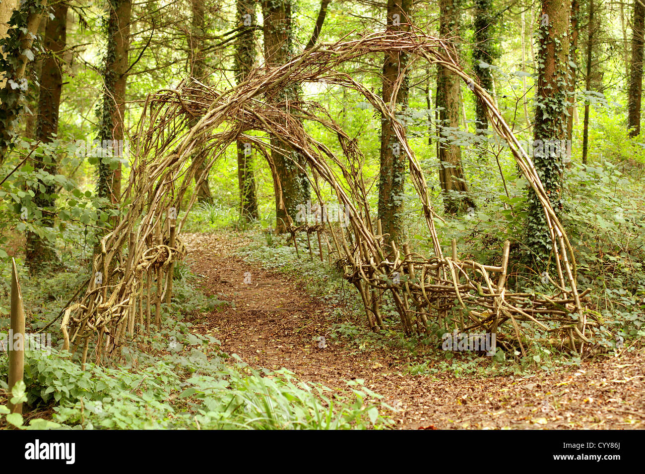 Wicker arch deep in the woods October 2011 Stock Photo - Alamy