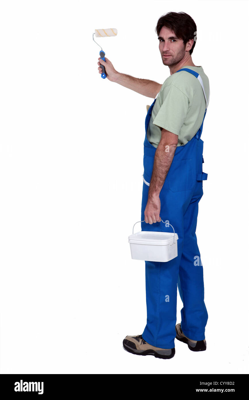 Painter isolated on white background Stock Photo - Alamy