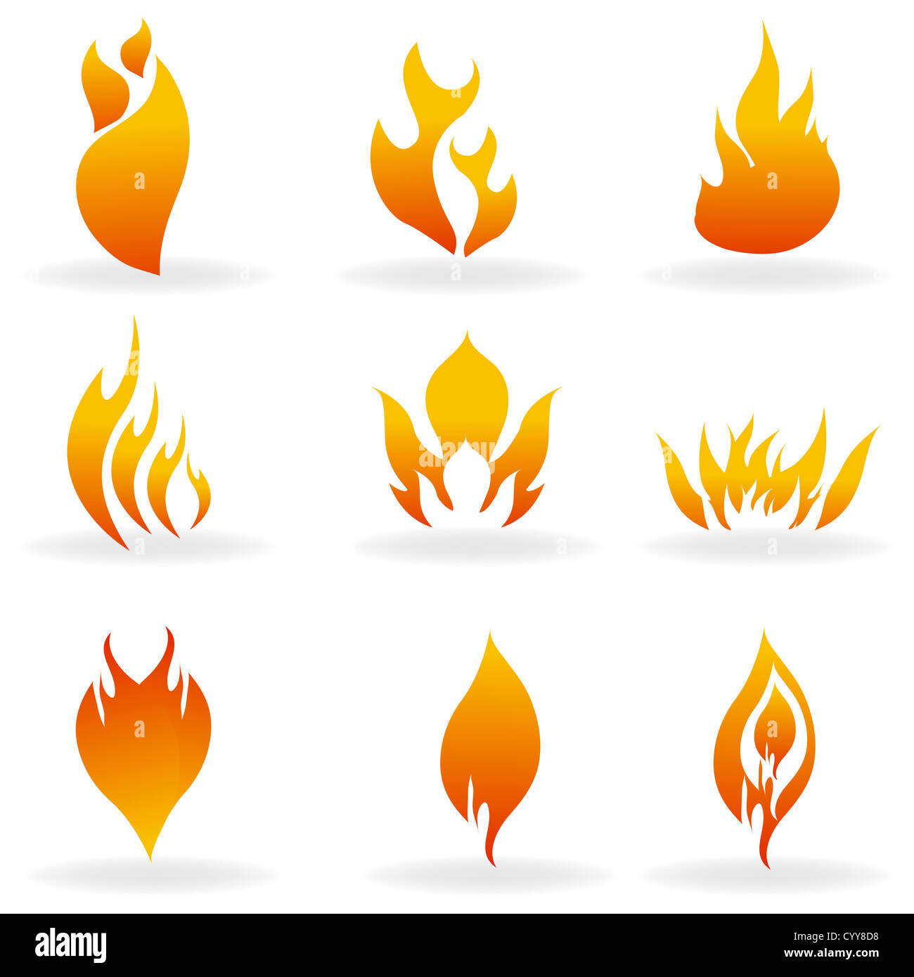 illustration of shapes of fire with white background Stock Photo - Alamy