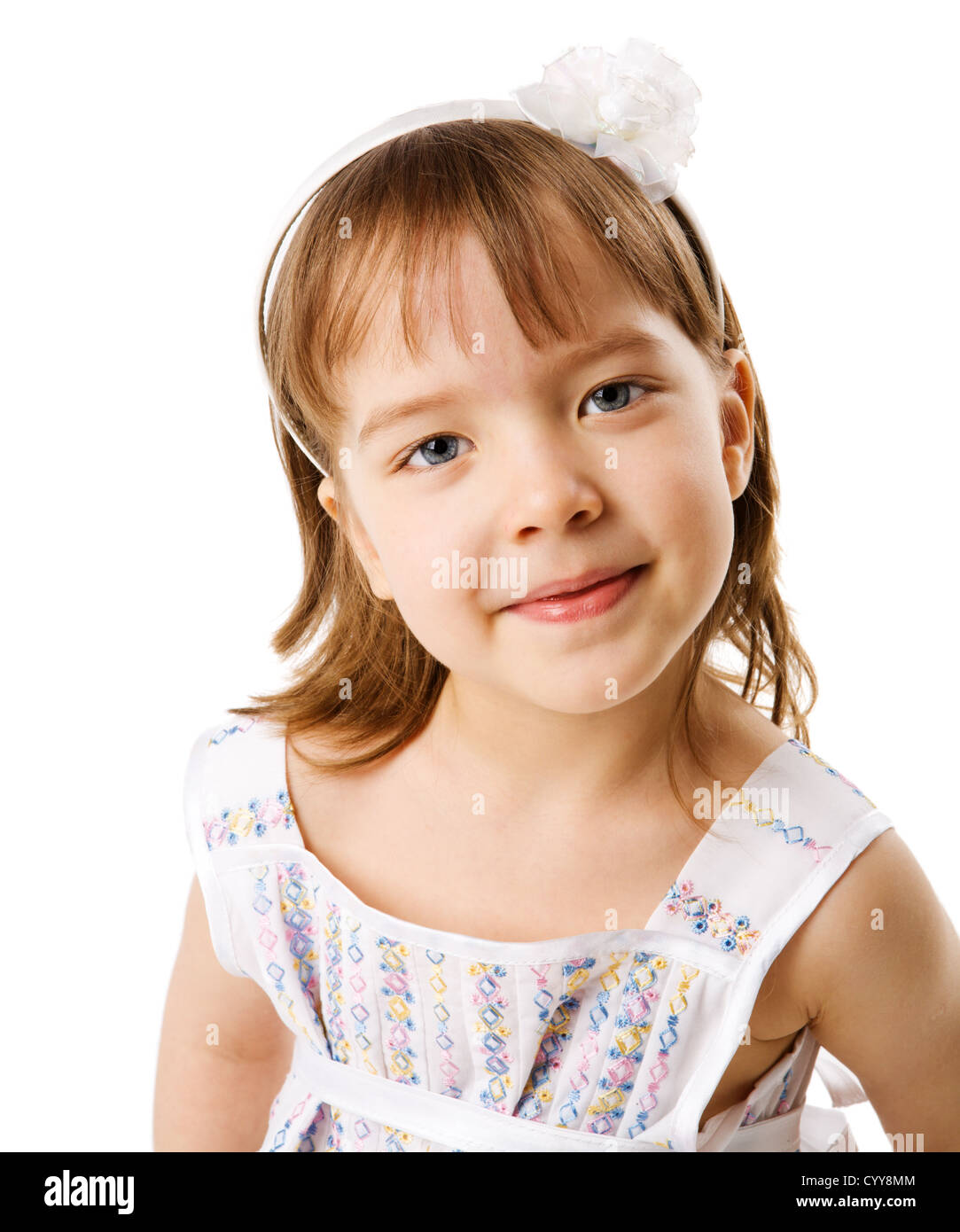 Four Years Old Girl Portrait Isolated On White Stock Photo Alamy