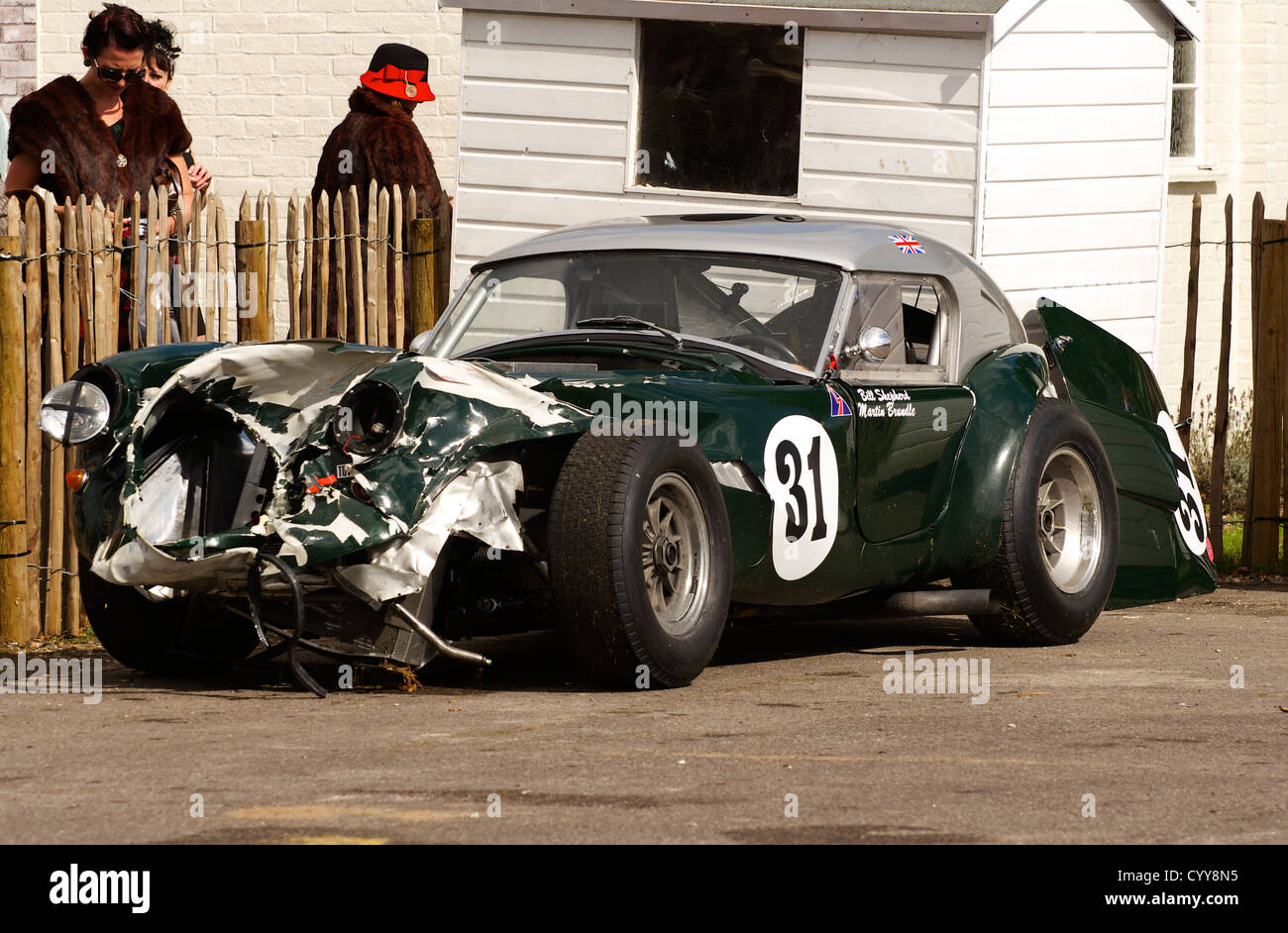 Bill Shepherd's wrecked Cobra racing car. Martin Brundle crashed it ...