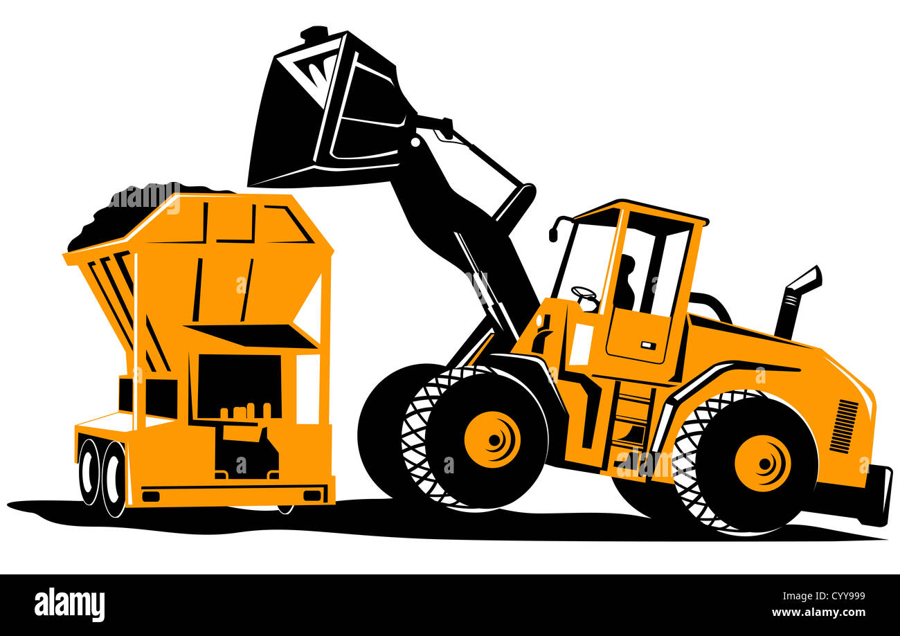 Illustration of a front end loader construction digger mechanical ...