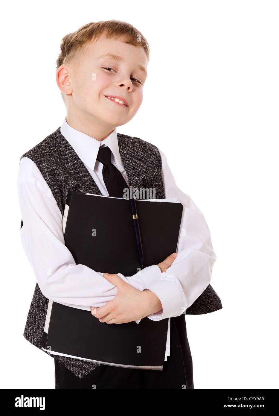little businessman portrait isolated on white Stock Photo - Alamy