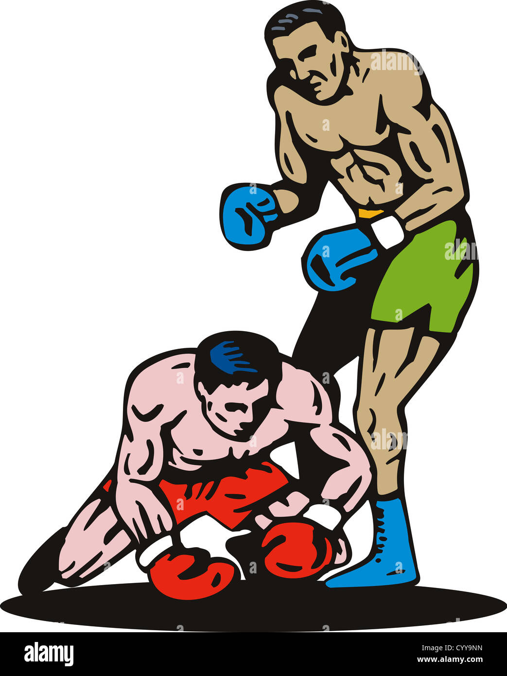 illustration of a boxer knockout on the floor on isolated background ...