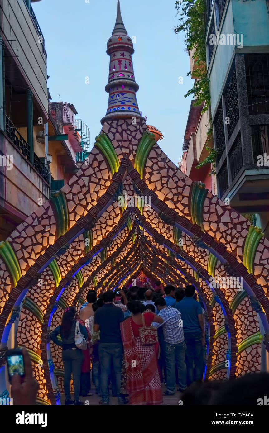 Temporary structure called "Pandal" constructed for worshipping Hindu ...