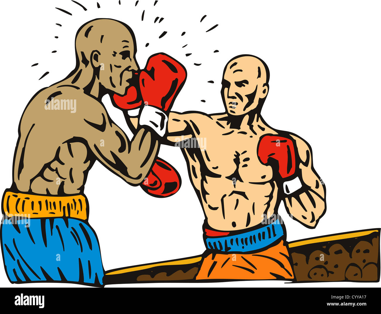 illustration of a boxer connecting a knockout punch retro Stock Photo ...