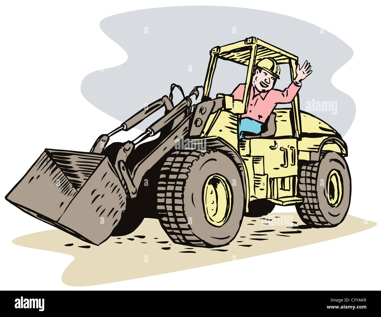 illustration of a construction bulldozer digger mechanical excavator ...