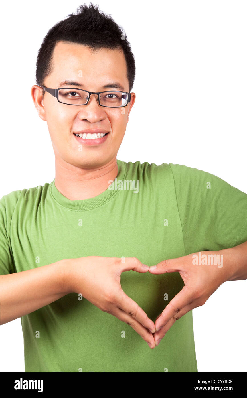 Young man with two hand forming a heart shape Stock Photo - Alamy