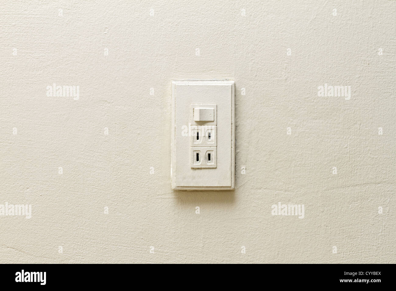 Electrical light and switch on the white wall socket Stock Photo - Alamy