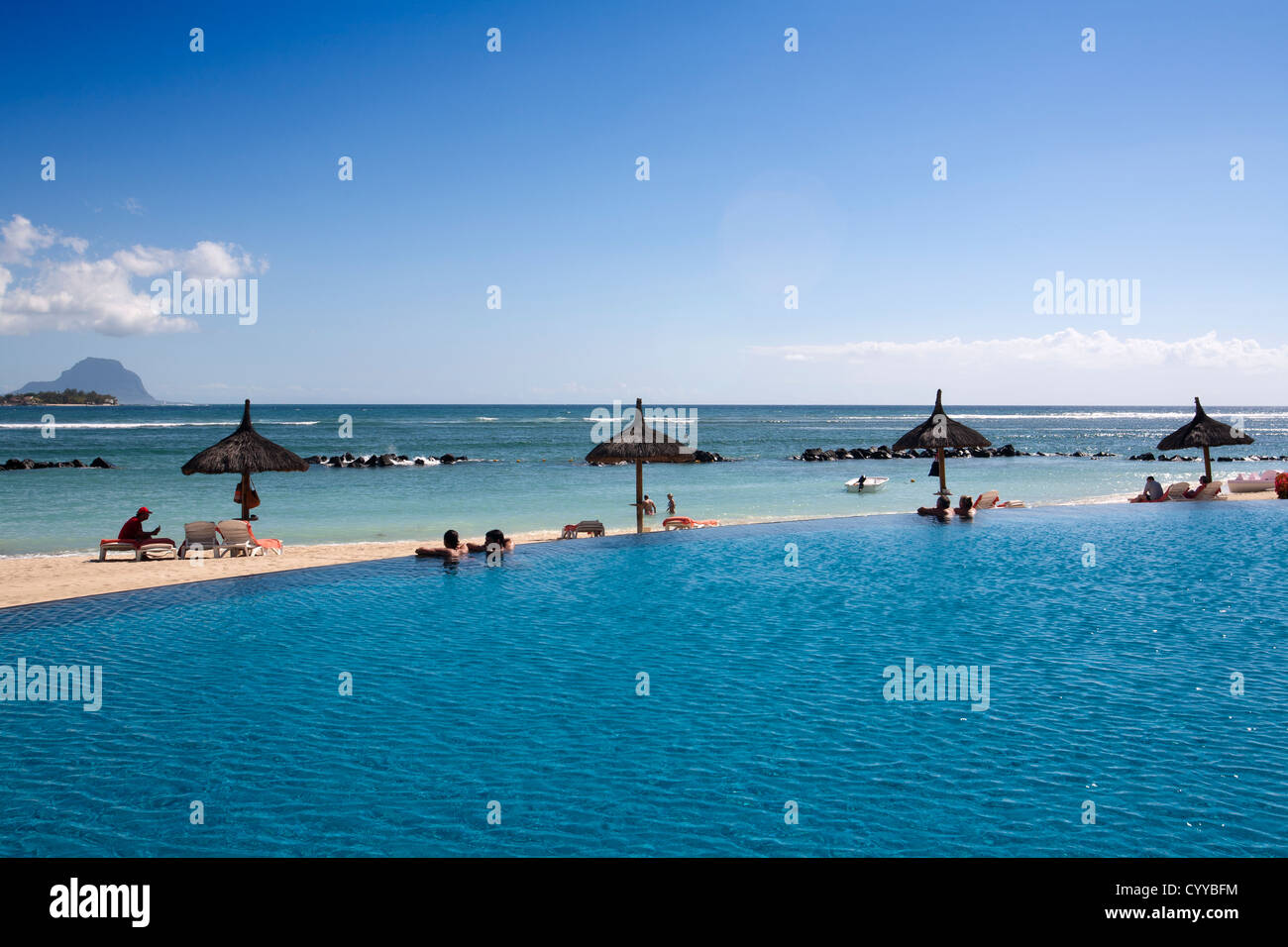 Swimming pool at sand resort Mauritius island Stock Photo - Alamy
