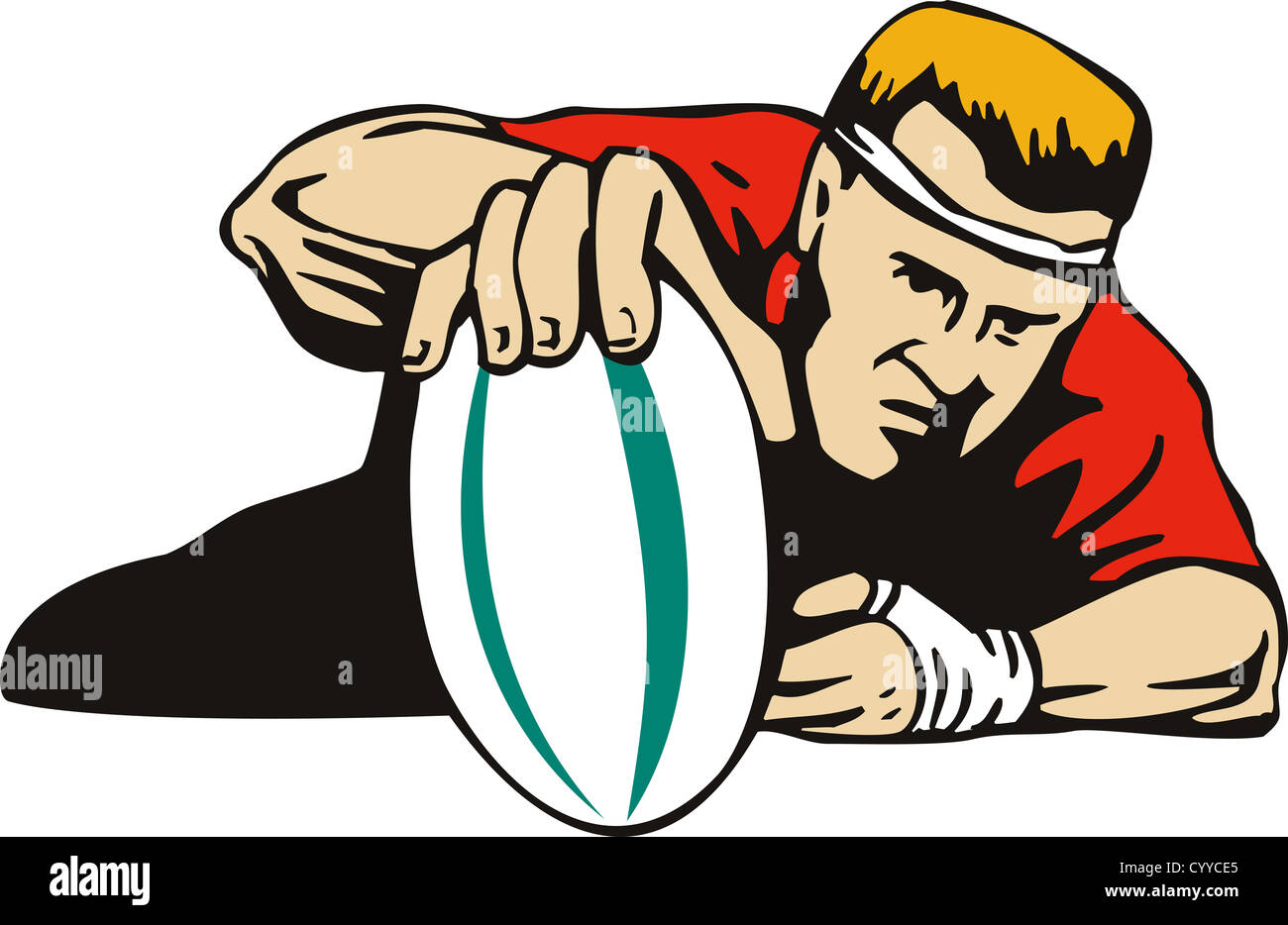 illustration of a rugby player scoring a try on isolated background ...