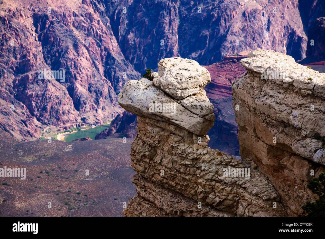 Rocky Outcropping Above Colorado River in Grand Canyon National Park ...