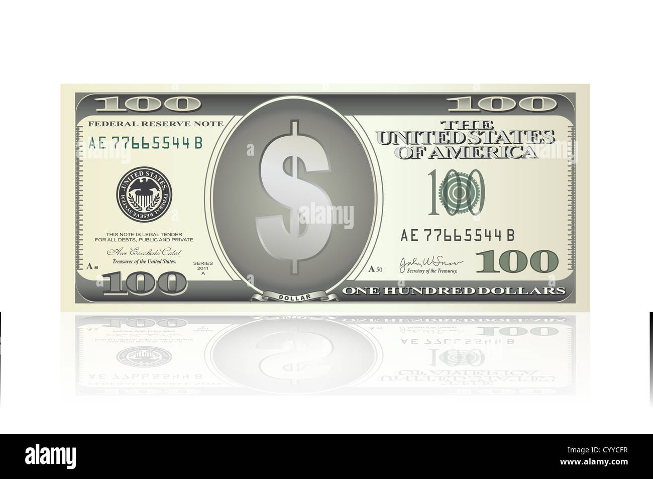 illustration of dollar note on white background Stock Photo - Alamy