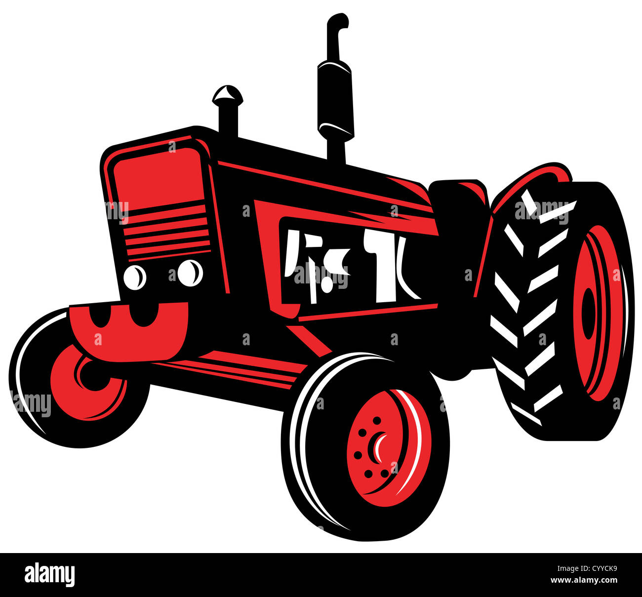 illustration of a vintage farm tractor on isolated background done in ...