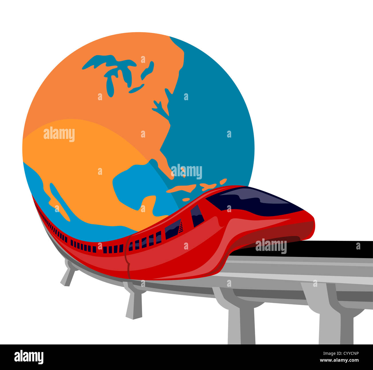 illustration of electric passenger monorail train locomotive coming up ...