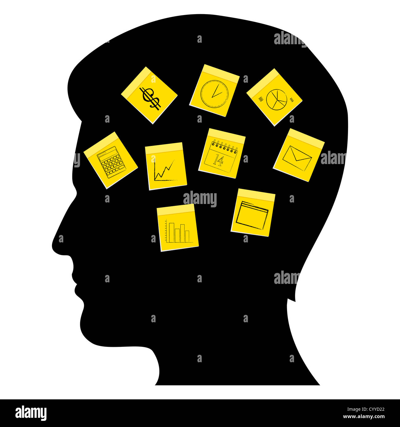 illustration of business man's mind on white background Stock Photo - Alamy