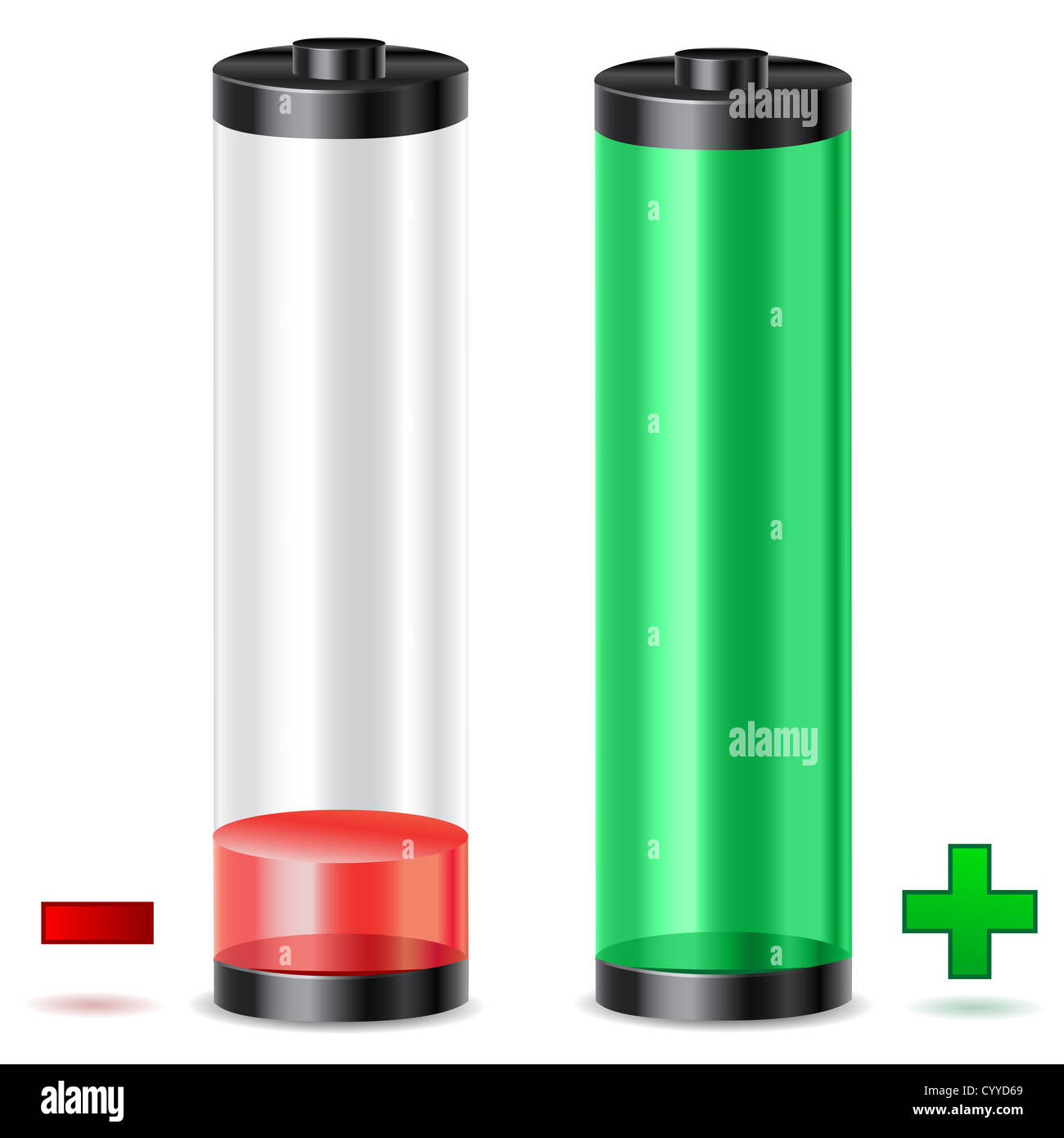 illustration of battery levels on white background Stock Photo - Alamy