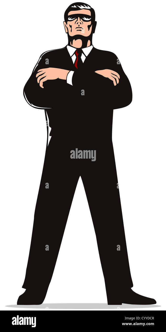 Illustration of a secret service agent body guard with arms crossed ...