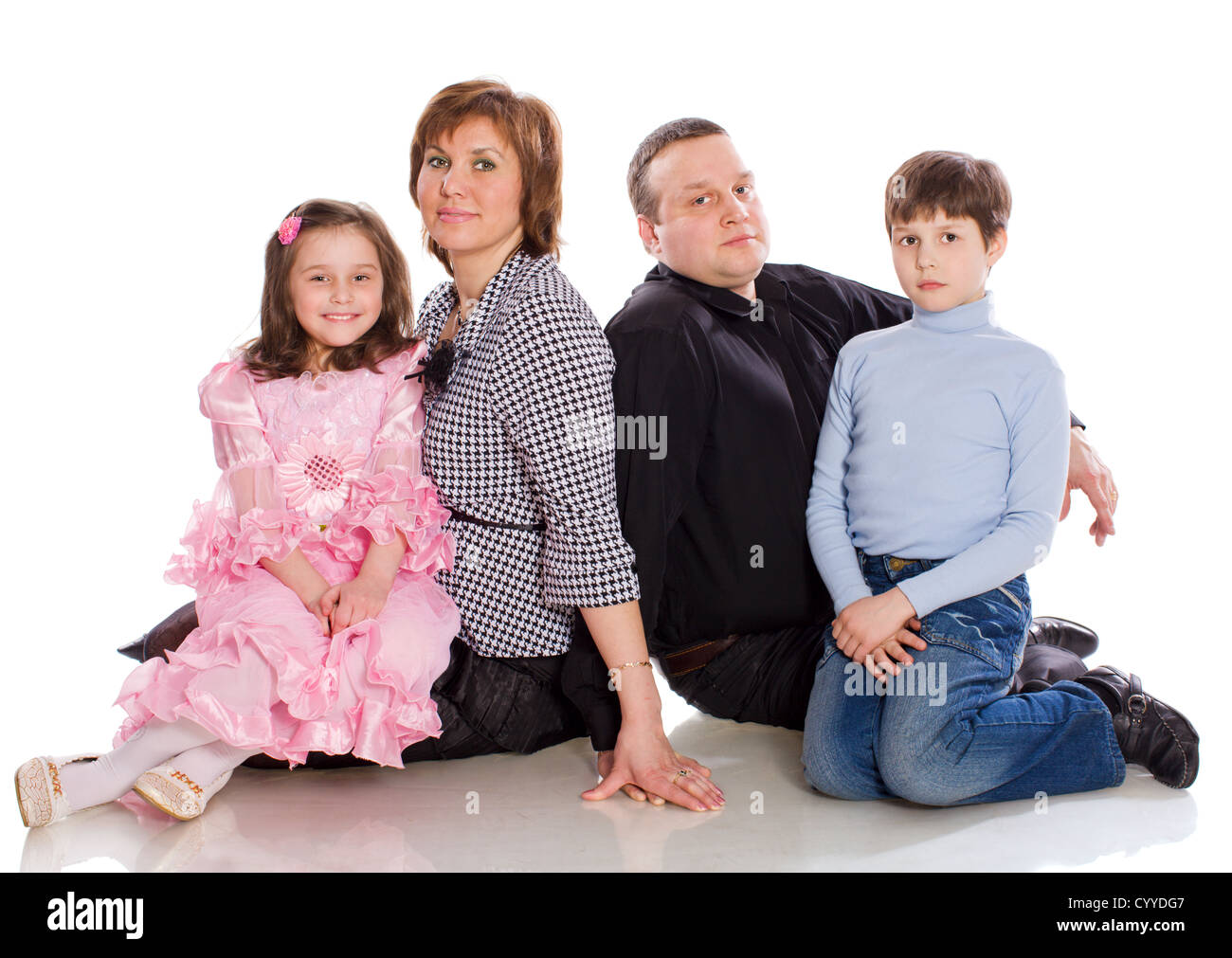 Happy Family posing together isolated on white Stock Photo - Alamy