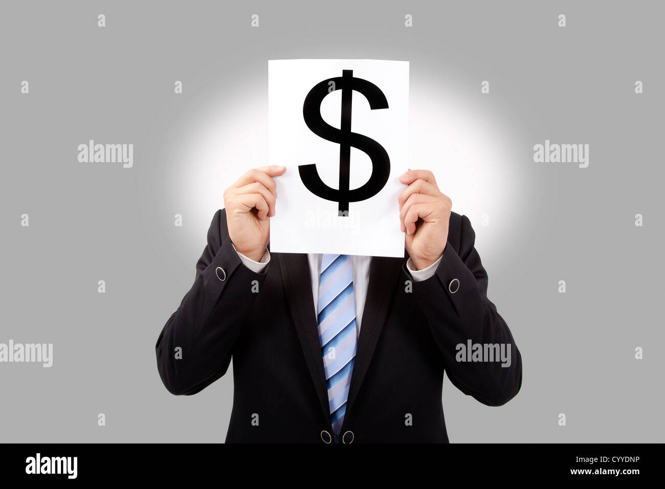 Business man holding money mark Stock Photo - Alamy