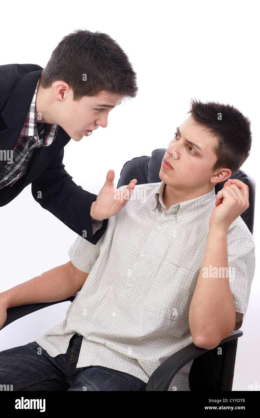 Young businessman explaining something to his boss Stock Photo - Alamy
