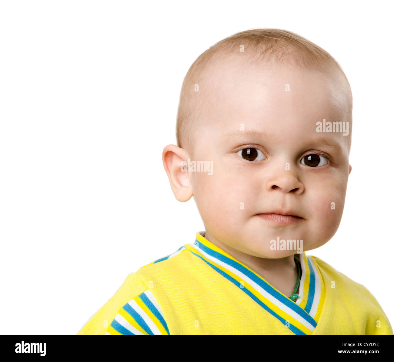 Boy portrait looking straight isolated on white Stock Photo - Alamy