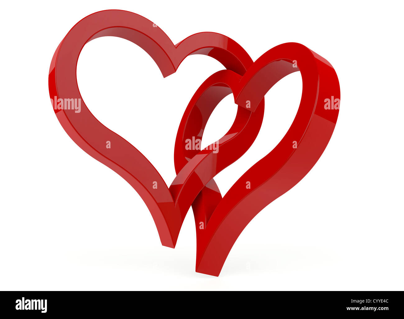 Two red heart symbol on white background Stock Photo - Alamy