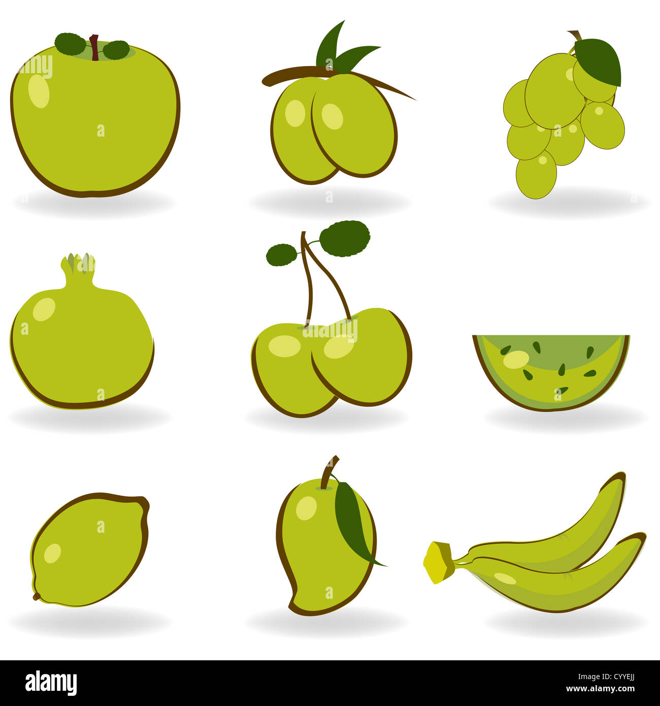 Fruit icon set hi-res stock photography and images - Alamy